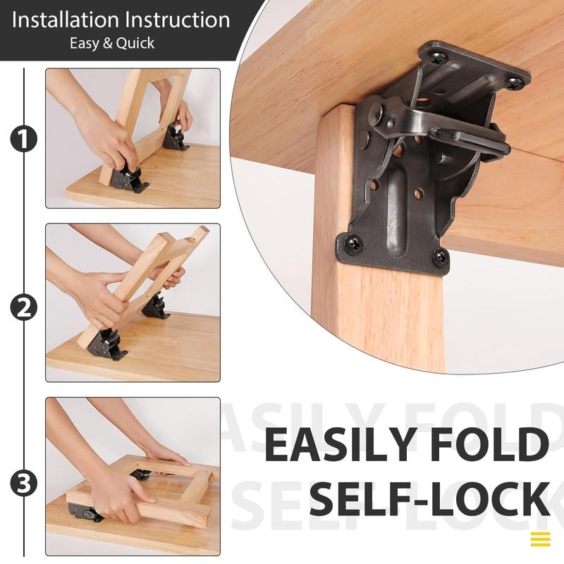 Heavy-Duty Folding Table Leg Brackets with Self-Locking Hinges – uber7