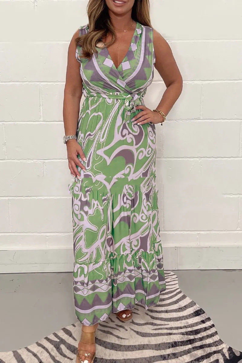 👗V-neck printed maxi dress – uber7