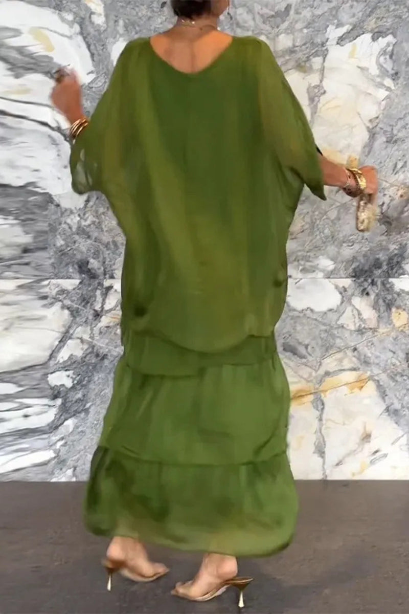 Elegant Solid Flounce O Neck A Line Dresses – uber7