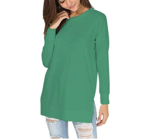 🔥Round Neck Casual Solid Color Top – uber7