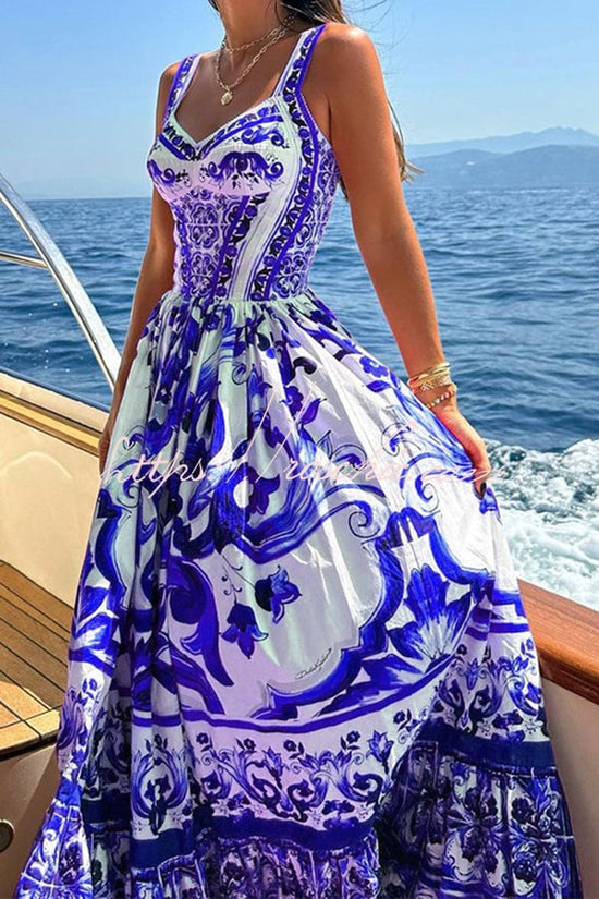 Stunning Floral Print Suspender Patchwork Maxi Dress – uber7