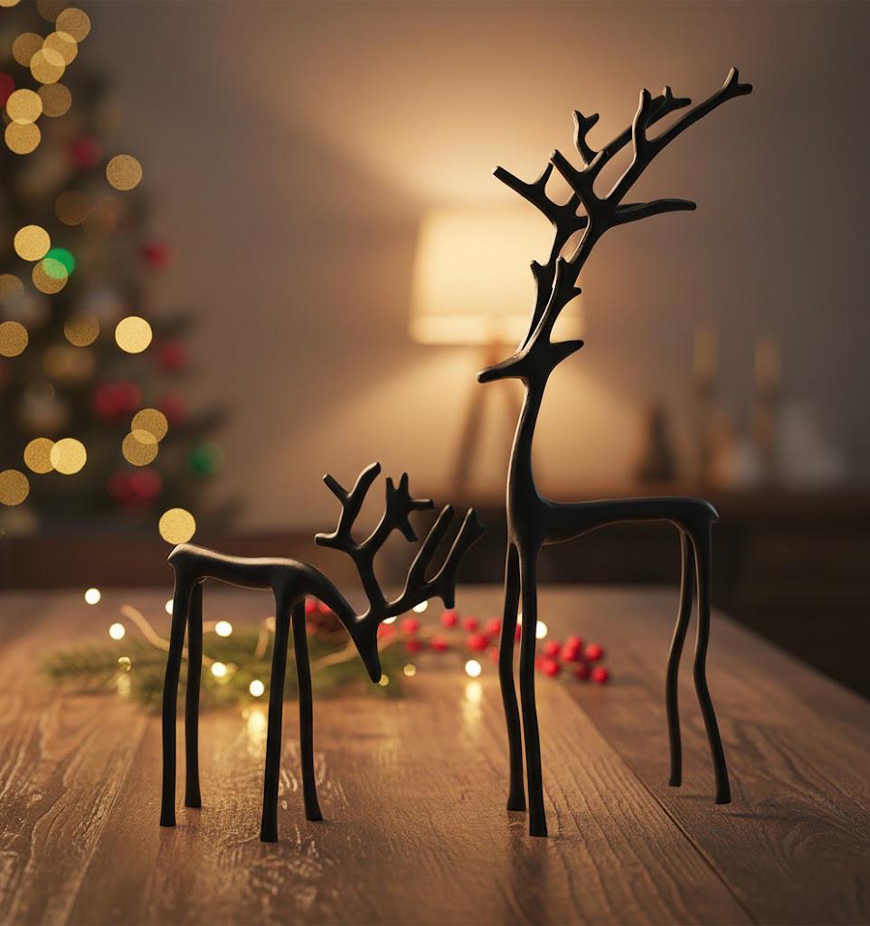 Black Reindeer Statues-Christmas Decorations – uber7