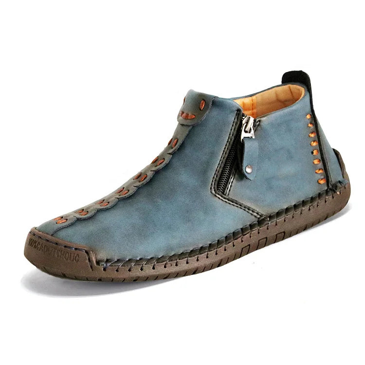 Men's Shoes new large size zipper outdoor leisure hand-sewn tooling bo ...