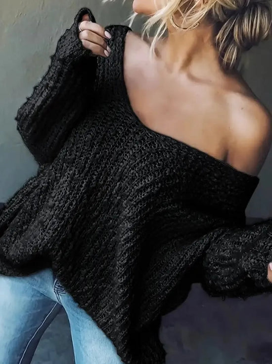 Women's Off-the-Shoulder Sweater Loose Lightweight Pullover Top – uber7