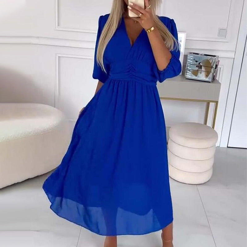 Women's V-neck Lightweight Chiffon Dresses – uber7