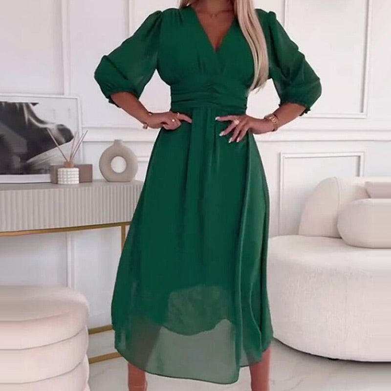 Women's V-neck Lightweight Chiffon Dresses – uber7