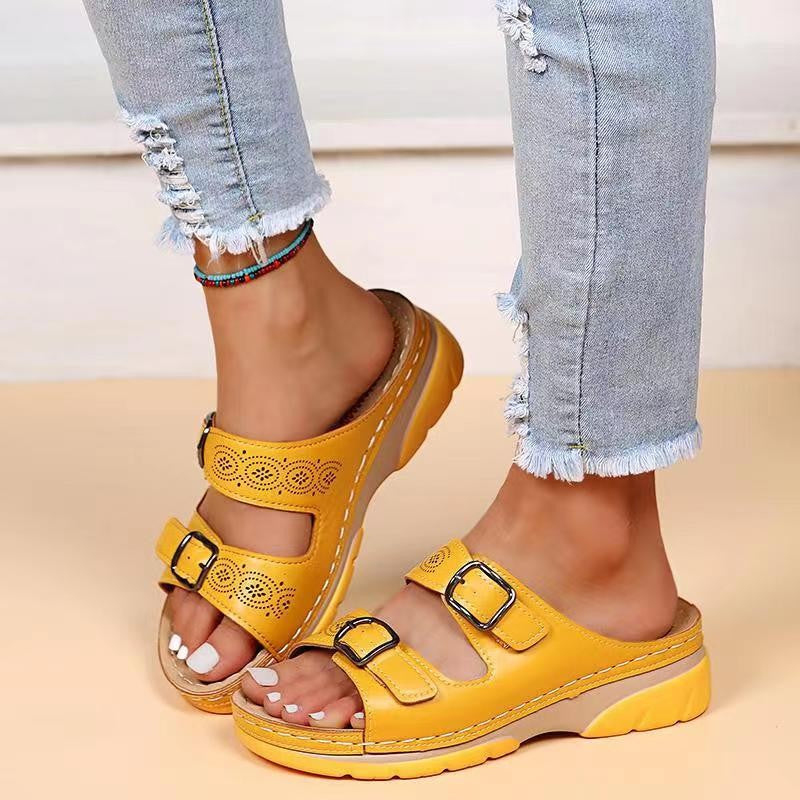 New Plus Size Stylish Buckle Wedge Sandals – uber7