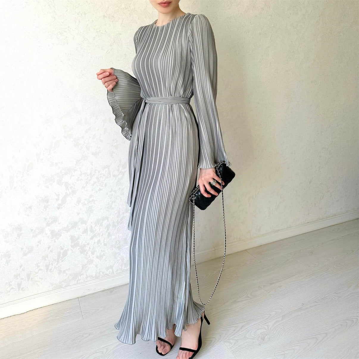 Pleated Bell Sleeve Maxi Dress (Buy 2 Free Shipping) – uber7