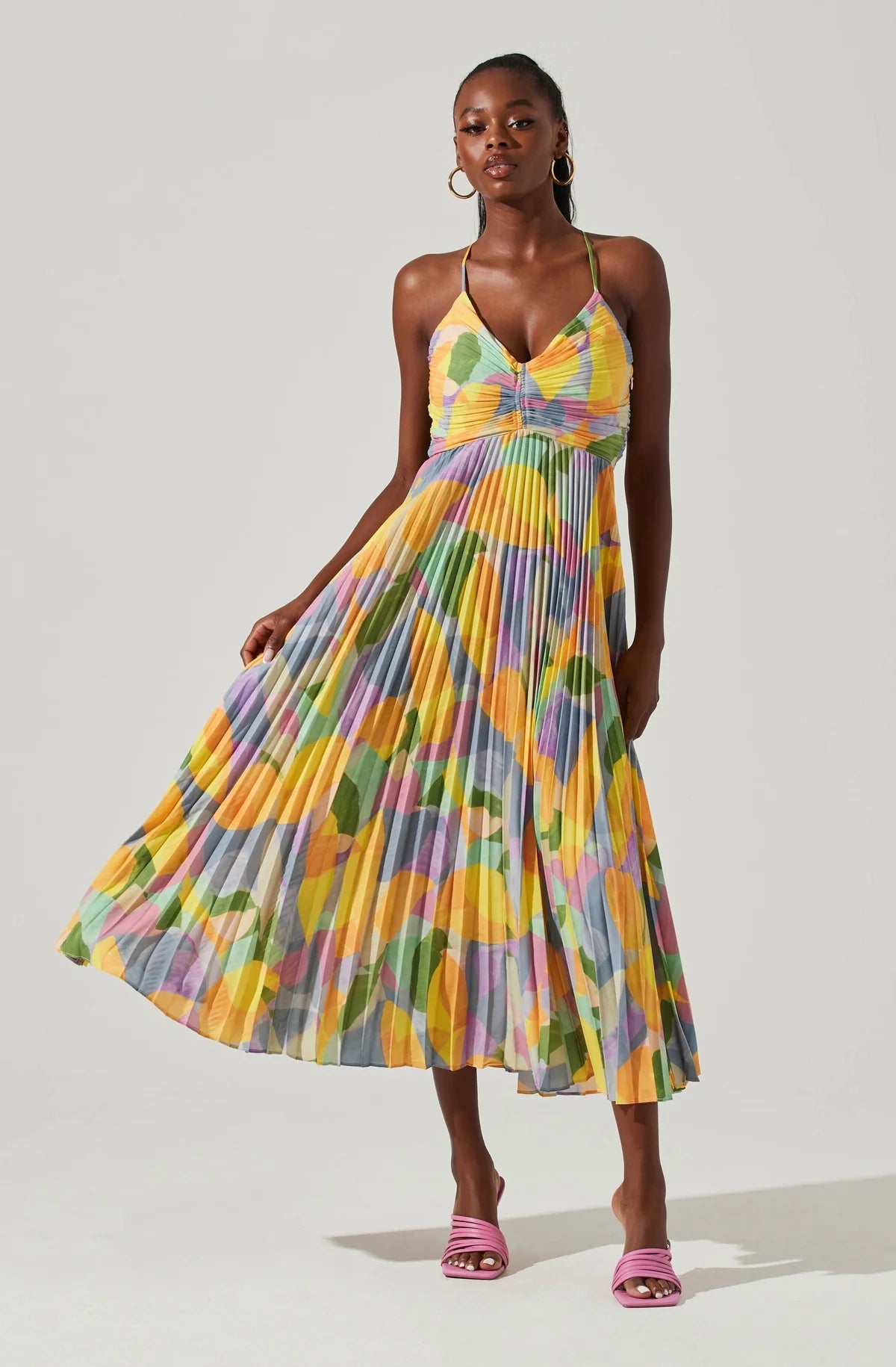 Casual Pleated Print Dress – uber7