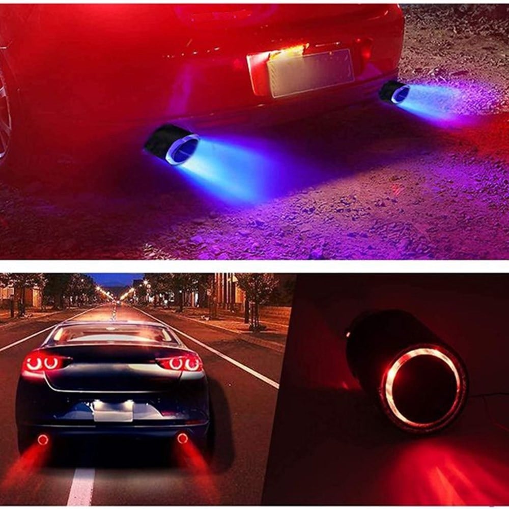 🚗LED Flaming Luminous Universal Car Modified Carbon Fiber Tail pipes💥 ...