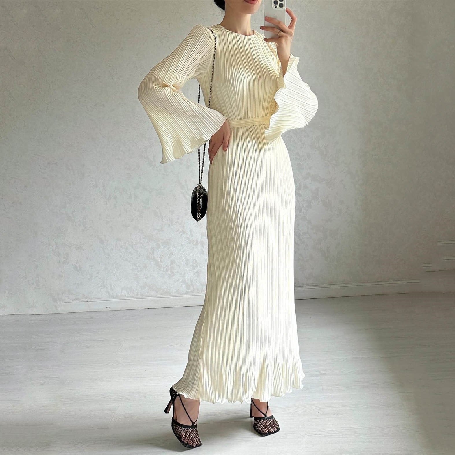 Pleated Bell Sleeve Maxi Dress (Buy 2 Free Shipping) – uber7